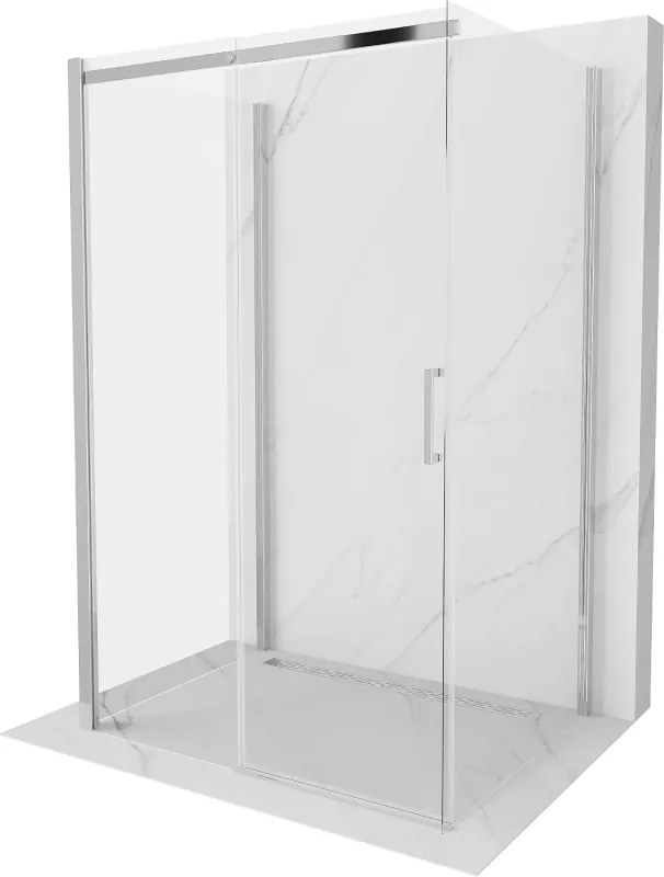 Mexen Omega 3-stěnový sprchový kout 100x80 cm, 8mm čiré sklo - chromový profil, 825-100-080-01-00-3S