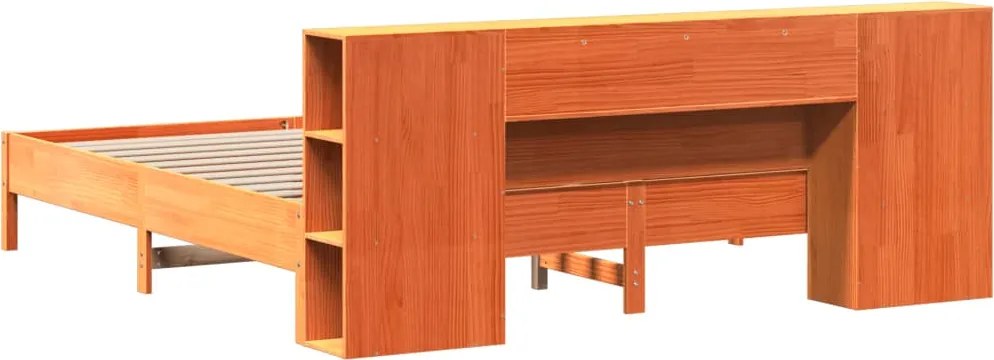 Postel s knihovnou bez matrace 200 x 200 cm masivní borovice 3322821