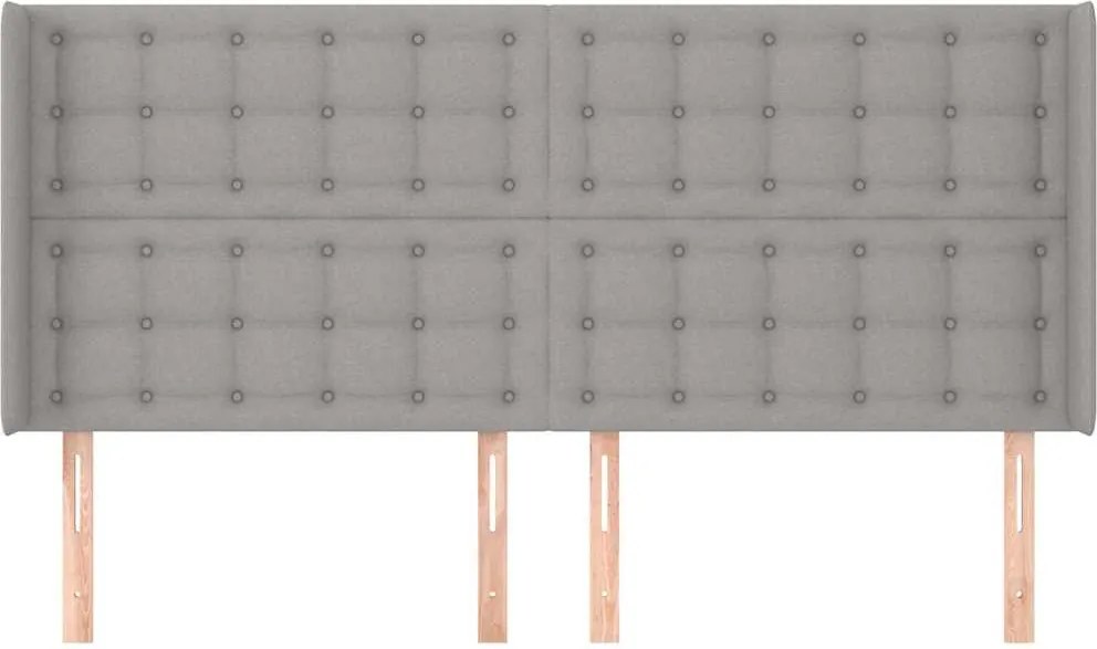 Čelo postele typu ušák světle šedé 183x16x118/128 cm textil 3120028