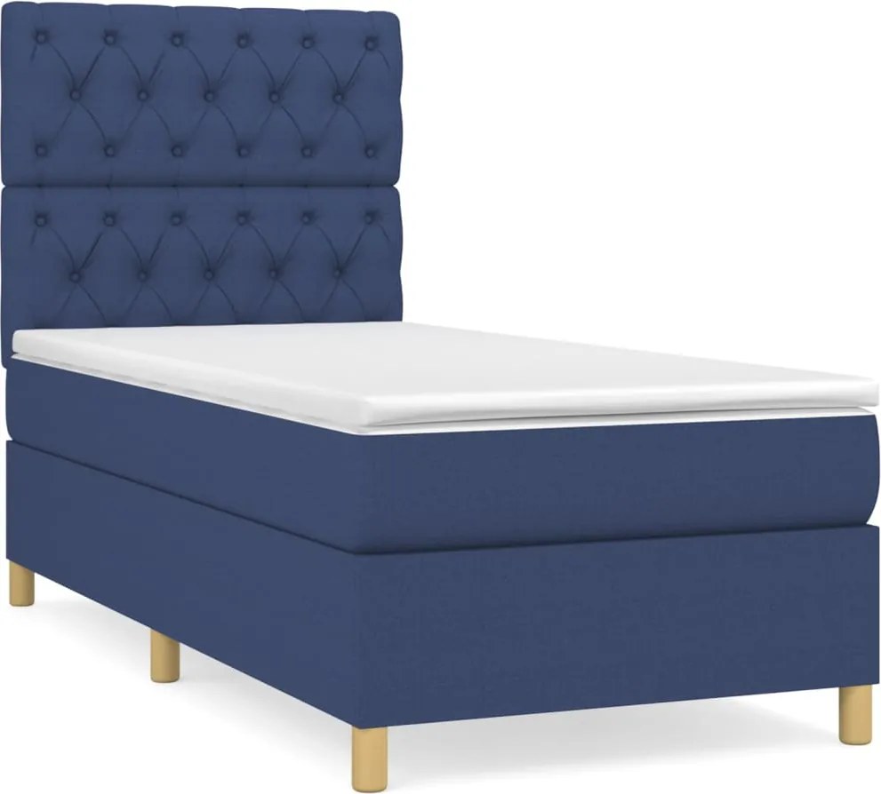 Box spring postel s matrací modrá 80x200 cm textil 3142535