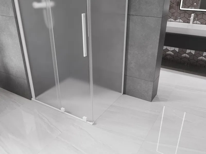 Mexen Velar, sprchový kout s posuvnými dveřmi 110 x 85 cm, 8mm sklo námraza, bílá matná, 871-110-085-31-20