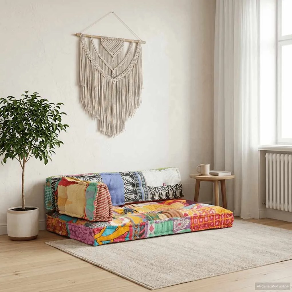 Poduška na pohovku z palet vícebarevná textil patchwork 287722