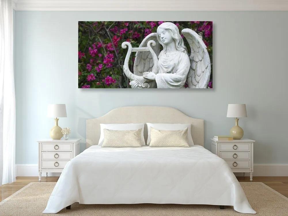 Obraz anděl hrající na harfu - 100x50 cm