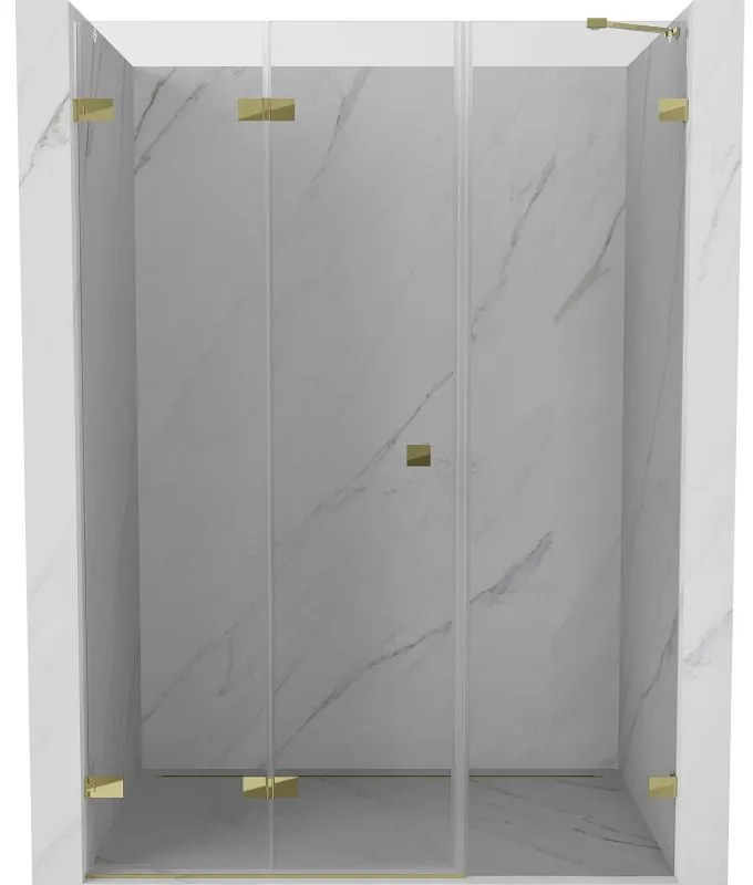 Mexen Lunar-F sprchové dveře sklopné levé 140 cm, transparentní, zlaté - 836S-140-050-50-00-L