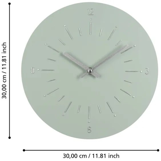 Eglo 425511 - Nástěnné hodiny TAKAHAGI 1xAA pr. 30 cm zelená