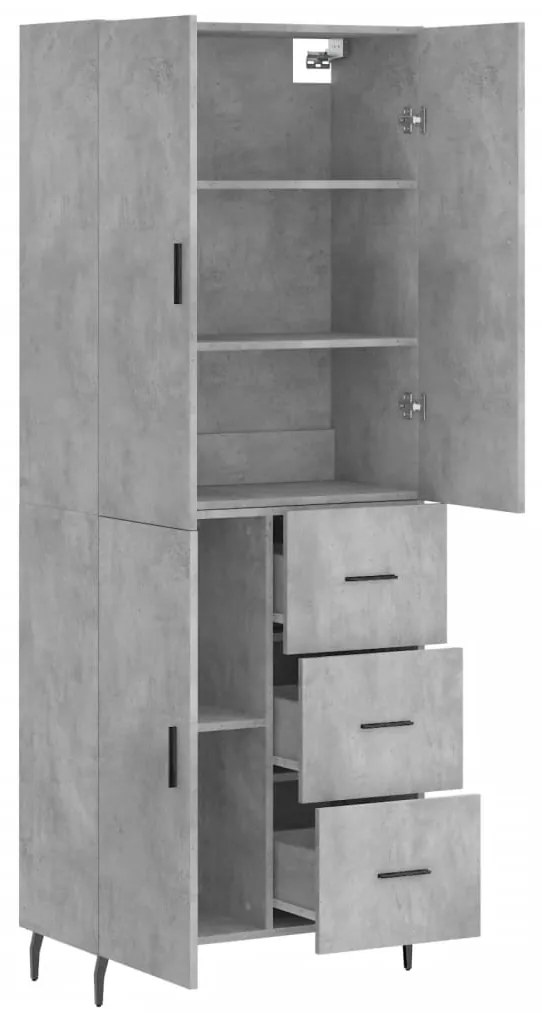 Skříň highboard betonově šedá 69,5x34x180 cm kompozitní dřevo