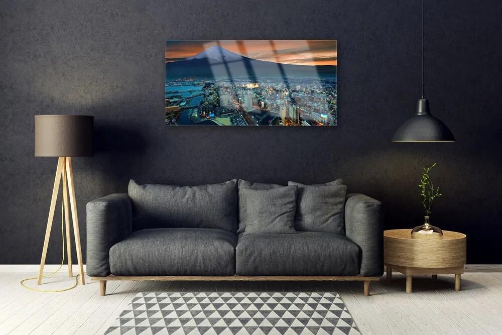 Obraz na skle Město Hora Dmy 140x70 cm