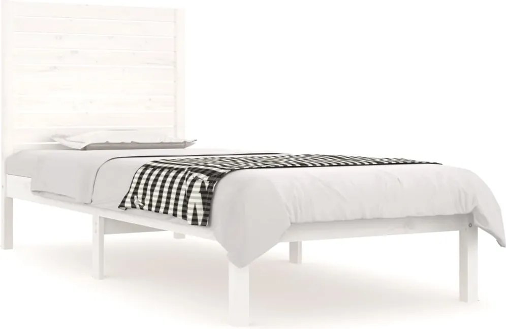 Rám postele bílý masivní dřevo 90 x 190 cm jednolůžko 3104574