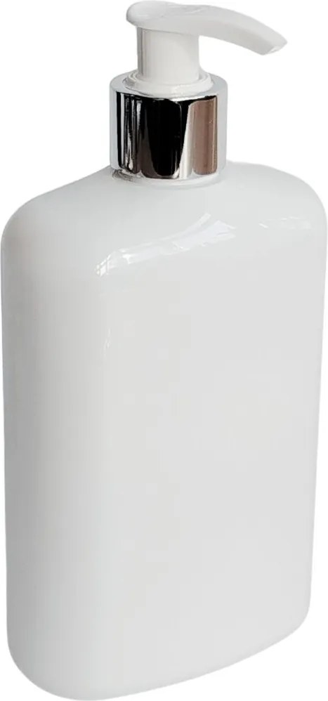 Dávkovač na mýdlo 400 ml bílý s bílo-stříbrnou pumpičkou LIMA