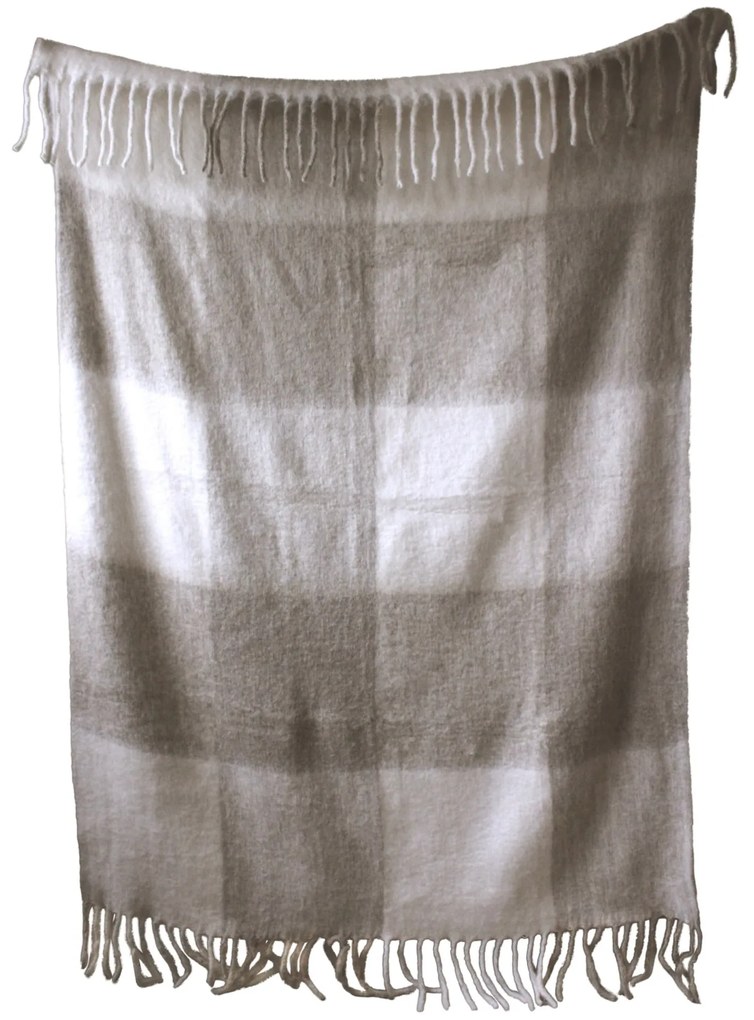 Strömshaga Vlněný pléd Rut Beige White 125x150 cm, béžová barva, textil