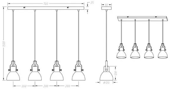 Trio - Lustr na lanku GINELLI 4xE14/28W/230V