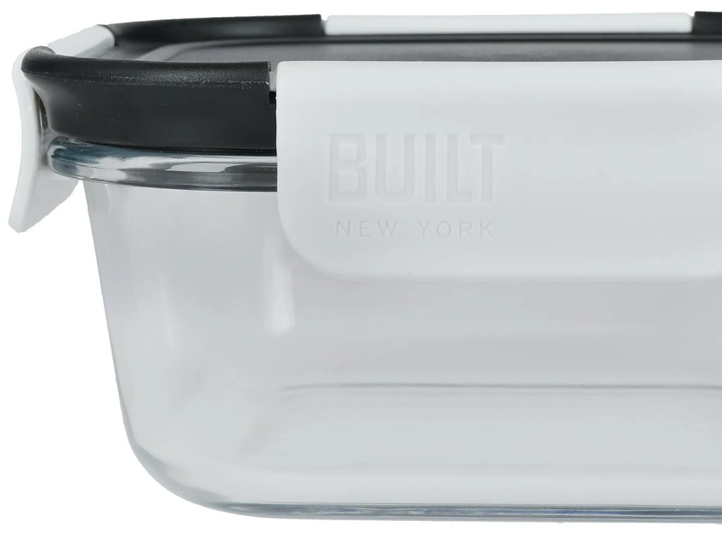 Jídelní box s příbory 900 ml, sklo, černý, BUILT BLTBNT900CLA
