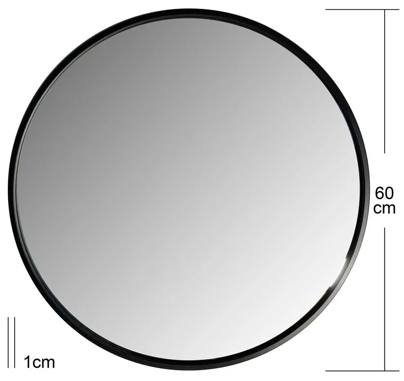 LOFTIKA 60 cm Kulaté nástěnné zrcadlo v černém rámu