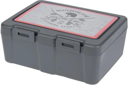 Lunch box s příborem, 13,5 x 18 x 7,5 cm, šedá