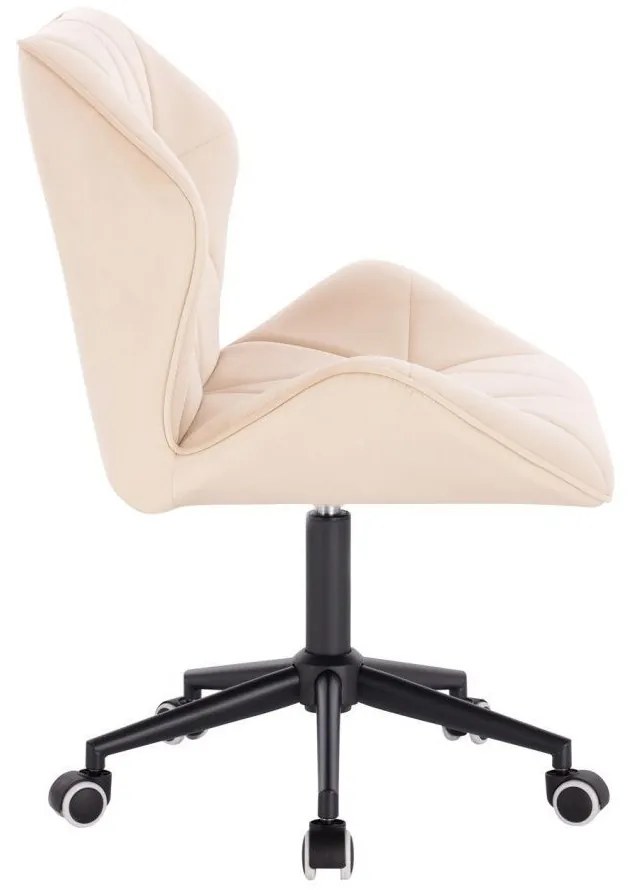 LuxuryForm DESIGN Otočná židle MILANO MAX VELUR na černé podstavě s kolečky - krémová