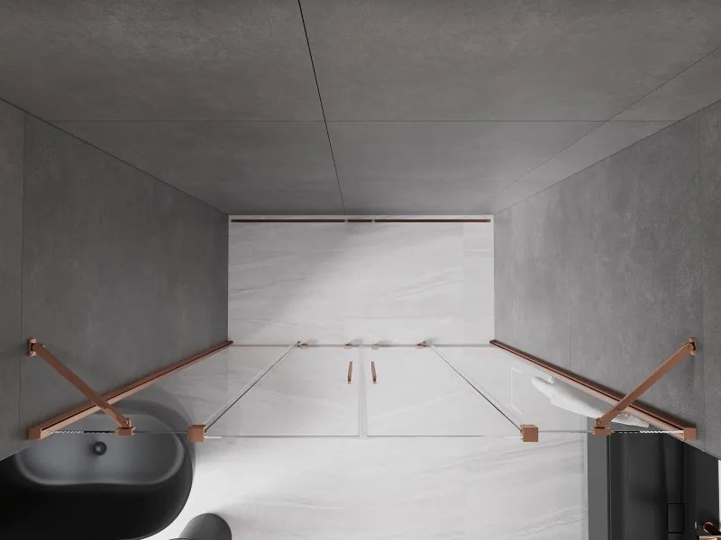 Mexen Velar Duo, posuvné dveře do otvoru 170x200 cm, 8mm čiré sklo, růžové zlato, 871-170-000-02-60