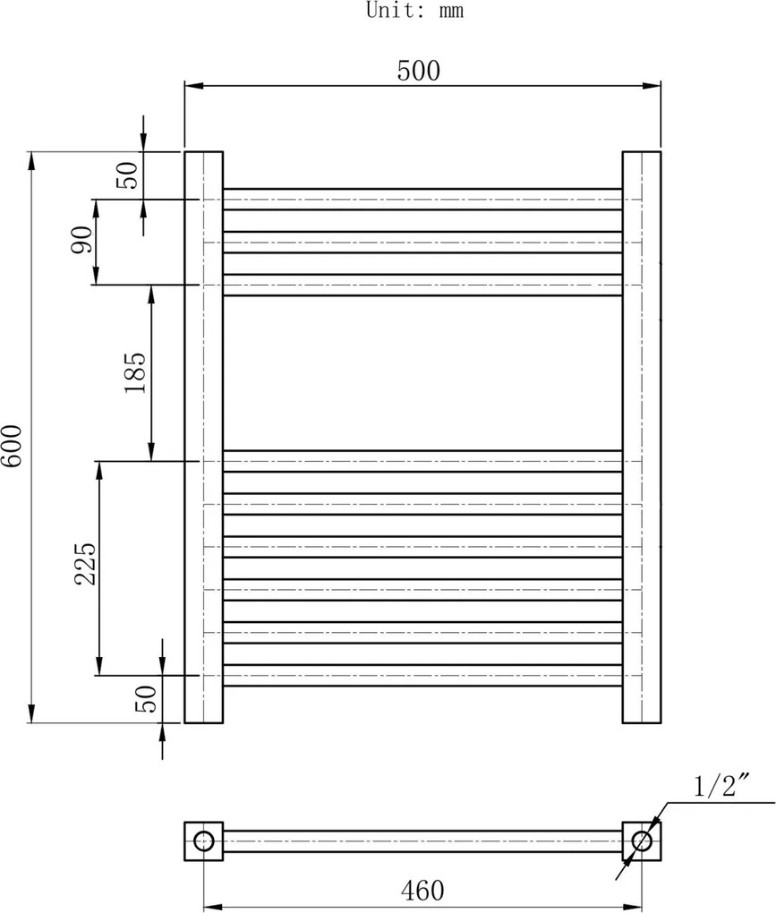 Gamma Erga Proper, topné těleso 600x500 mm, 302W, bílá, ERG-LAV-PROP-6050-WH