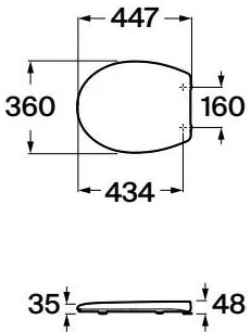 ROCA Victoria, antibakteriální WC sedátko 447x360x48 mm, SUPRALIT, kovové panty, bílá lesklá, ROC-A801B6000B