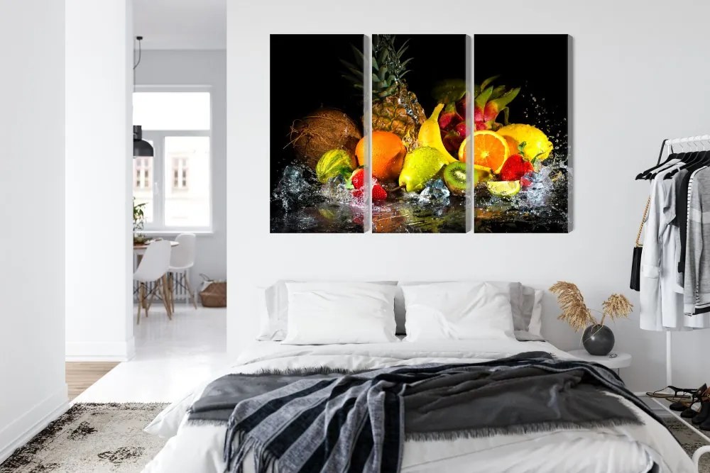 Vícedílný obraz Ovoce S Kapkou Vody Nedostatek Nedostatek Přírodní plátno 150x100
