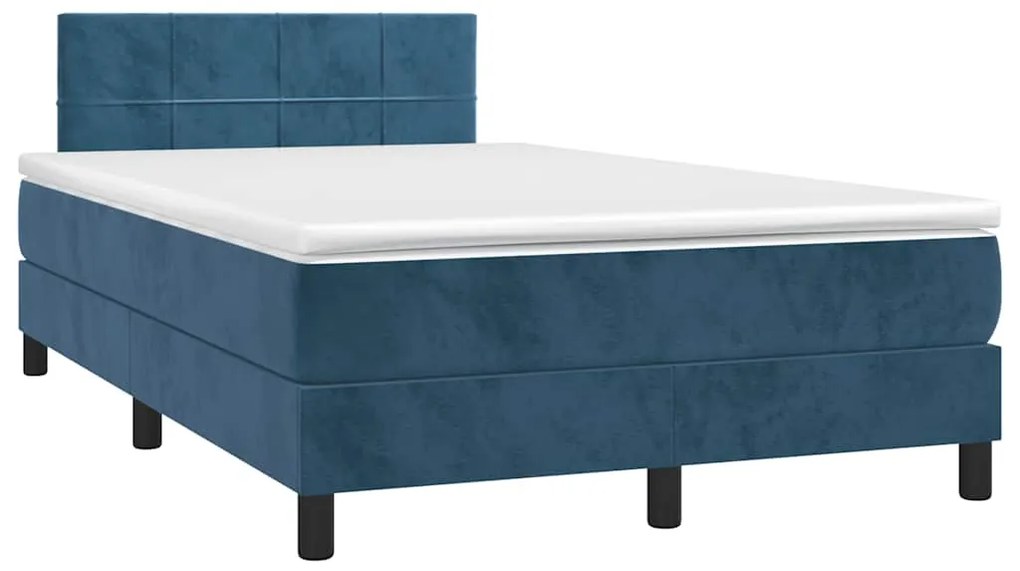 Box spring postel s matrací a LED tmavě modrá 120x190 cm samet 3270157