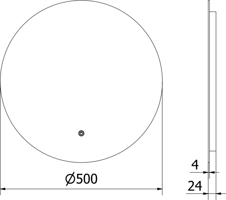 Mexen Erg, kulaté LED podsvícené koupelnové zrcadlo 50 cm, 6000K, topná podložka proti zamlžování, 9823-050-050-611-00