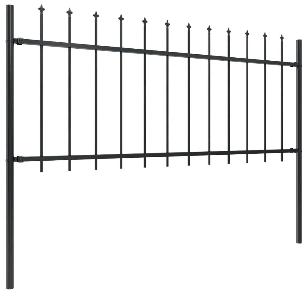 vidaXL Marketos Zahradní plot s kopím nahoře ocelový 892,5 x 80 cm černý