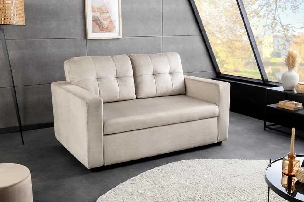 Designová rozkládací pohovka Zaragoza 142 cm béžový samet