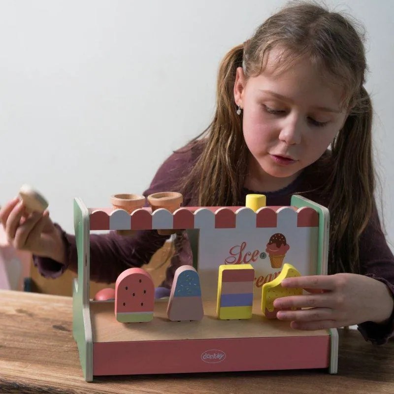 Dantoy Playful Wood dřevěný zmrzlinový stánek 12 ks