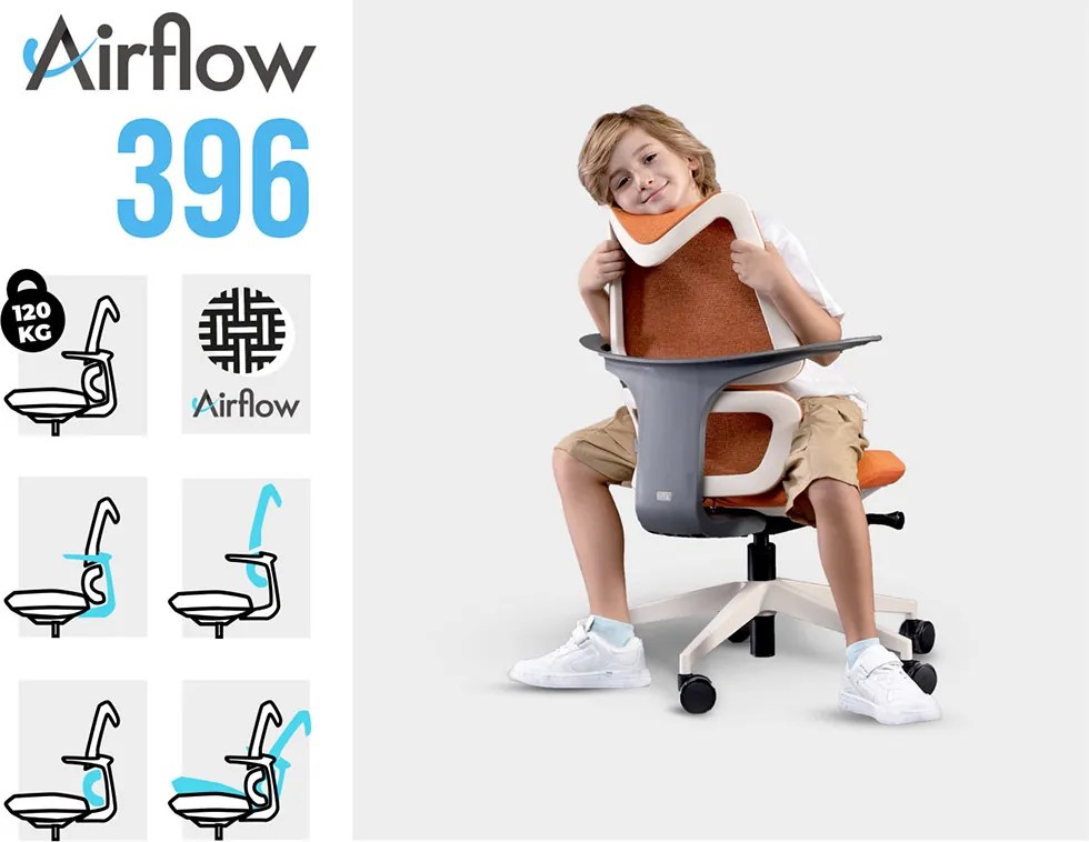 Ergonomická dětská židle MOSH Airflow 396 – oranžová