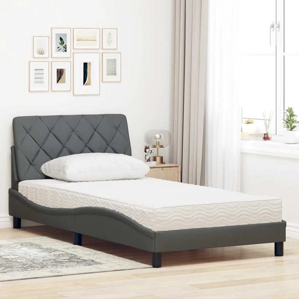 Postel s matrací tmavě šedá 100 x 200 cm textil 3310721