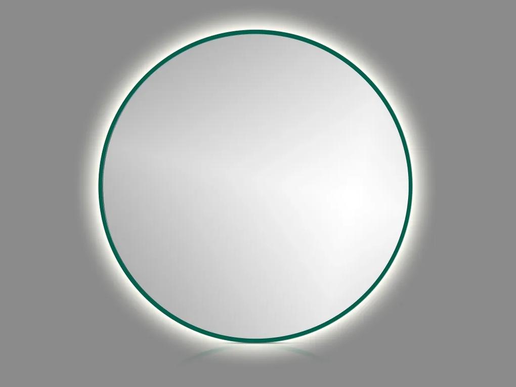 In-Design Zrcadlo RoundLine backlight - zelený matný rám, s LED osvětlením Vypínač: Bez vypínače, Průměr zrcadla (mm): 800
