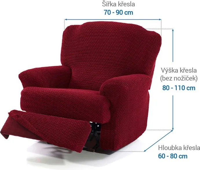 Super strečové potahy NIAGARA bordó relaxační křeslo ( š.70 - 90 cm)
