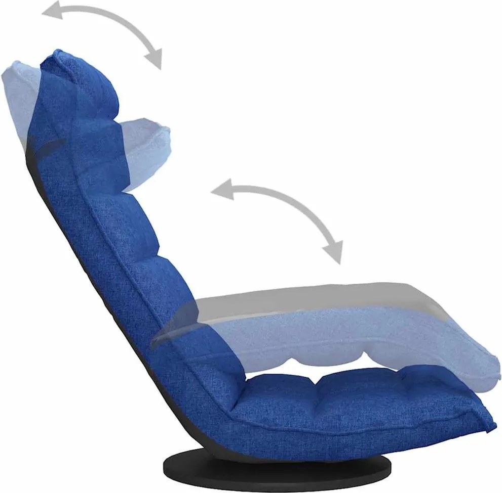 Otočná lenoška na podlahu modrá textil 336578