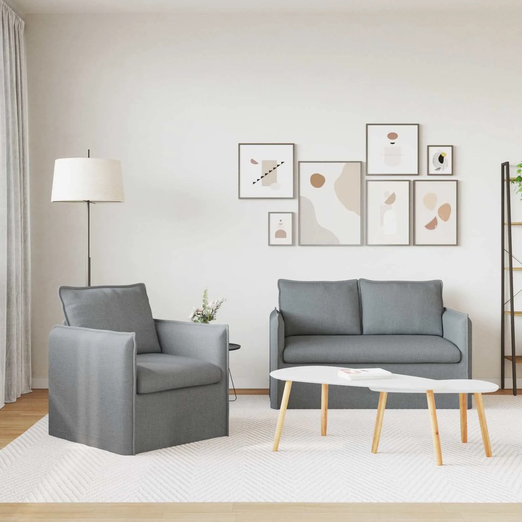 Set pohovek 2 ks Světle šedá Textil 3407523