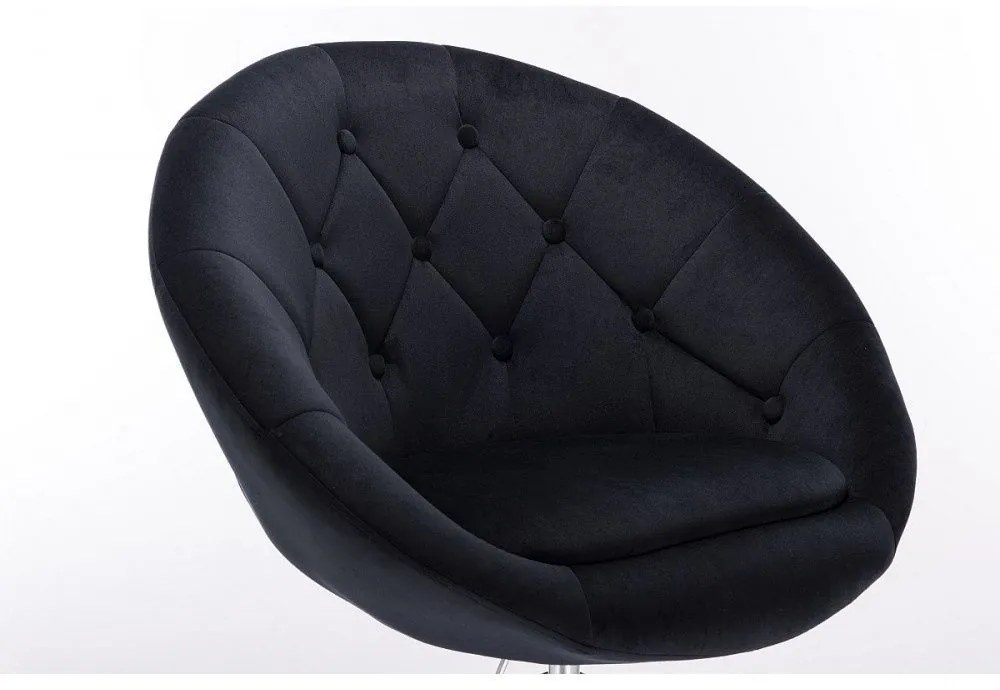 LuxuryForm DESIGN Otočné křeslo VERA VELUR na stříbrném talíři - černé
