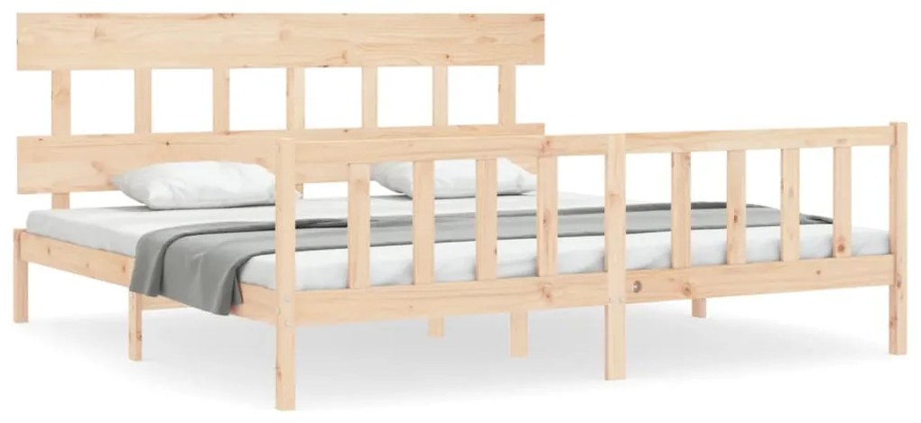 Rám postele s čelem Super King Size masivní dřevo,  3193351
