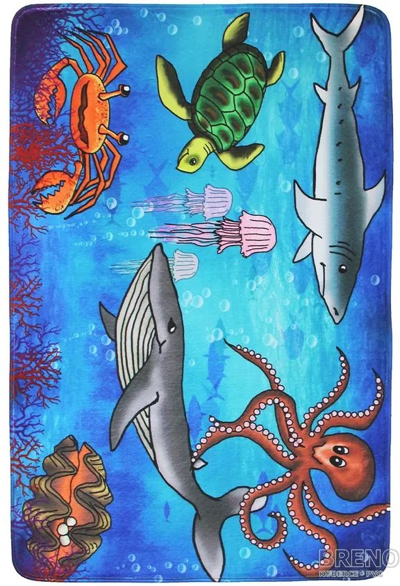 Breno Kusový koberec Sea World, 110x160 cm, Modrá/Vícebarevné