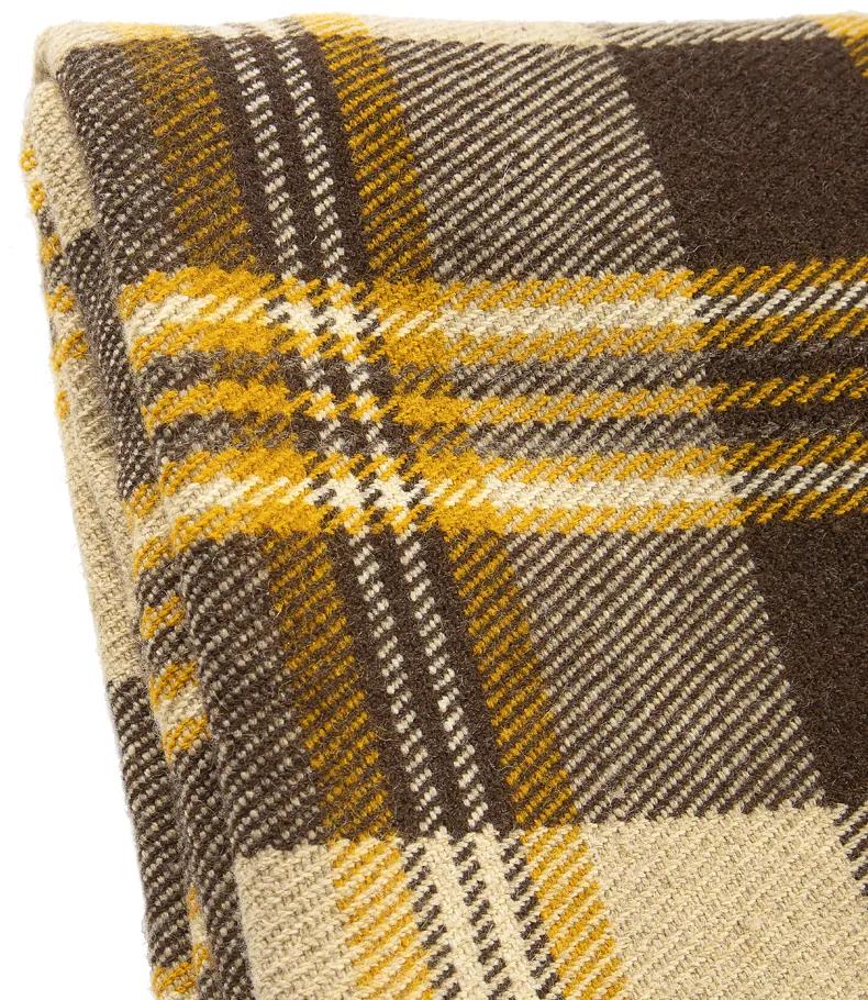 Klasická vlněná deka Rodopa X - hnědá se žlutým pruhem