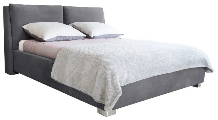 Šedá dvoulůžková postel Mazzini Beds Vicky, 160 x 200 cm