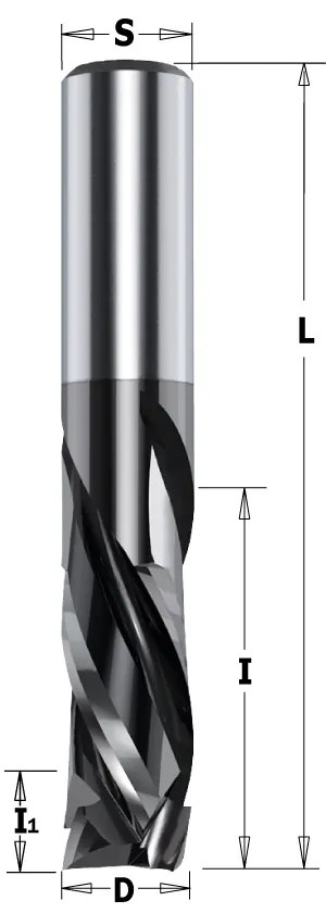 IGM 190.41 DLCS Chrome Drážkovací spirálová fréza HWM - D9,52x25,4 I1=5,2 L76,2 S=9,52 Z3+3