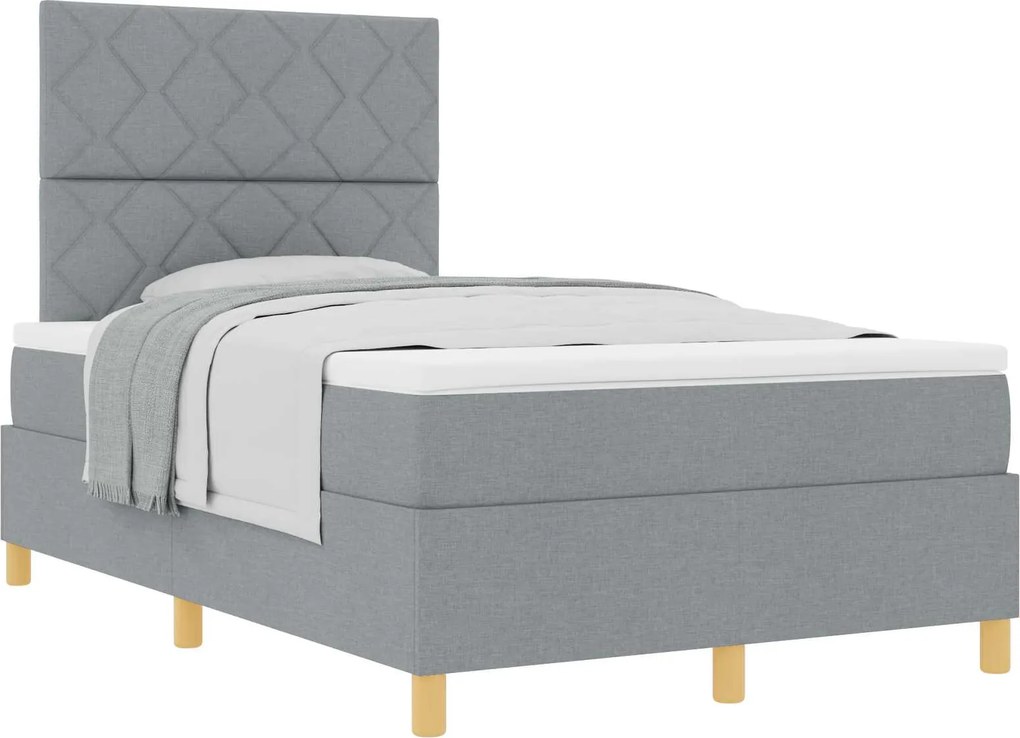 Postel s boxspringem s čelo Světle šedá 120 x 190 cm textil 3339679