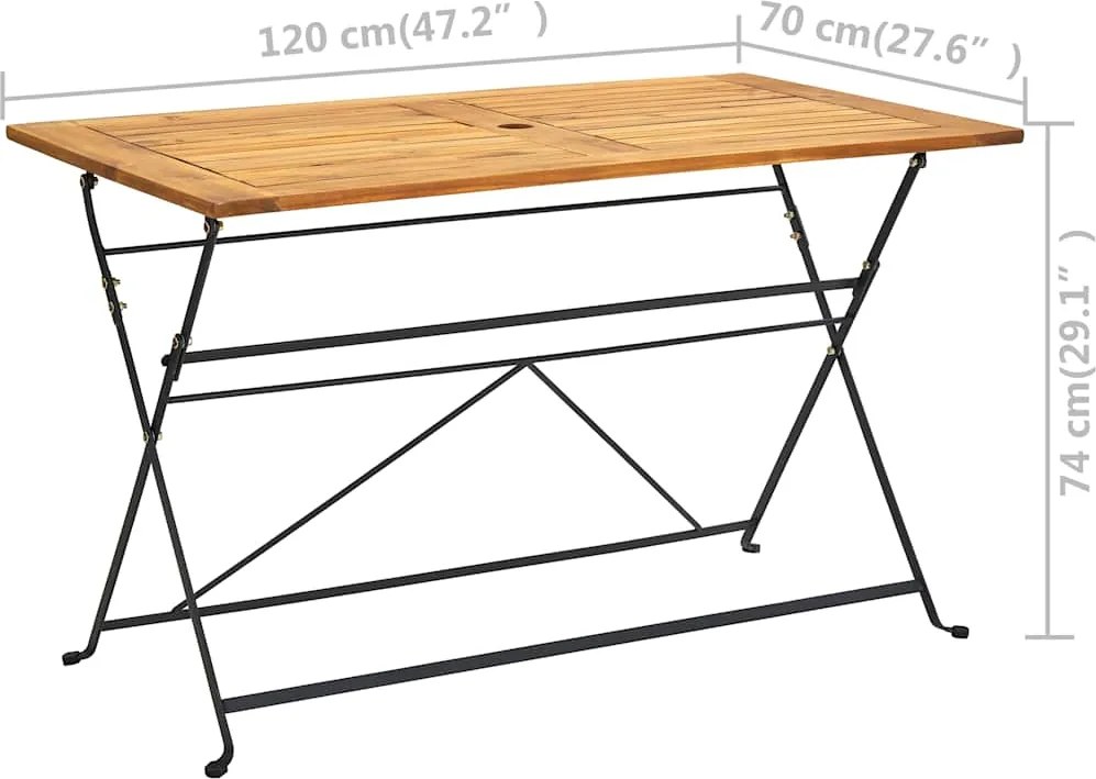 Skládací zahradní stůl 120 x 70 x 74 cm masivní akáciové dřevo 313159