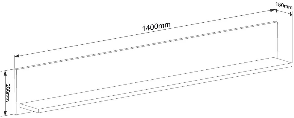 Police na zeď Jana, 140 cm, dub wotan