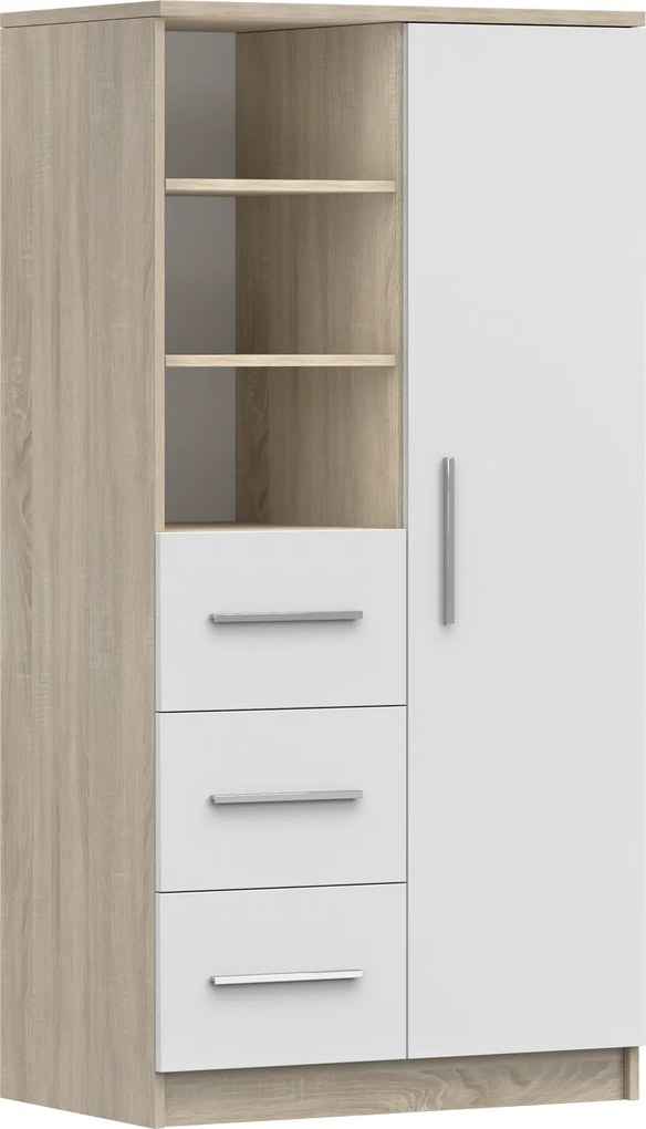 IDZ Knihovna OMEGA III 3S1D 05, 80cm Dub Sonoma/Bílá