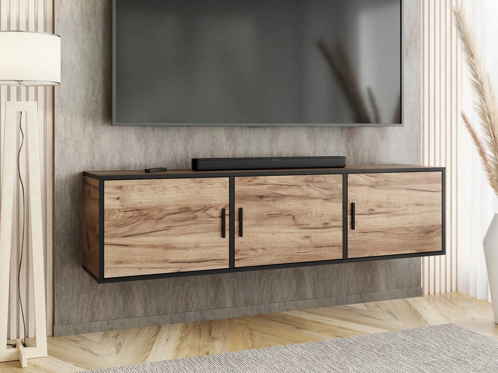 TV skříňka ROJO 3 dub Craft zlatý uzavřená TV skříňka s policí