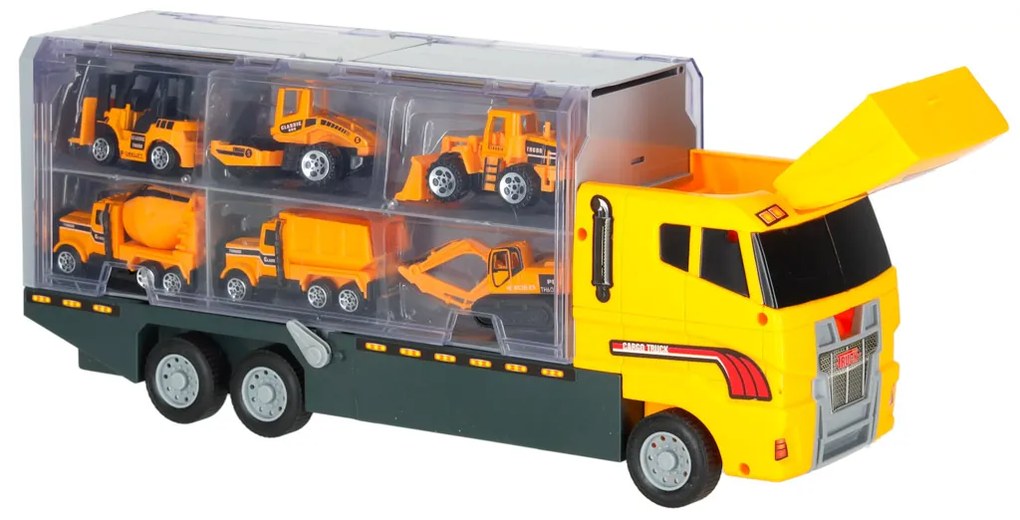 Creative Corner Transporter truck TIR launcher + kovové vozy stavební stroje