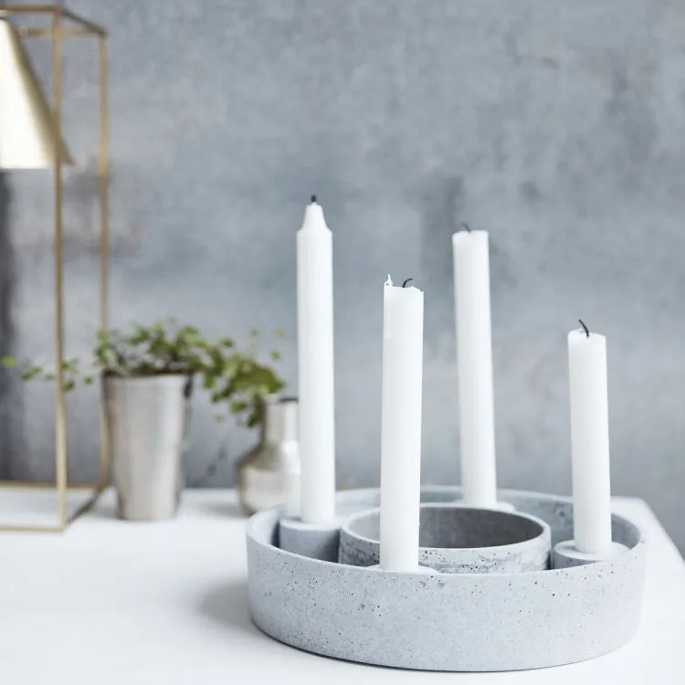 HOUSE DOCTOR Adventní kulatý svícen RING na 4 svíčky 26 cm šedý