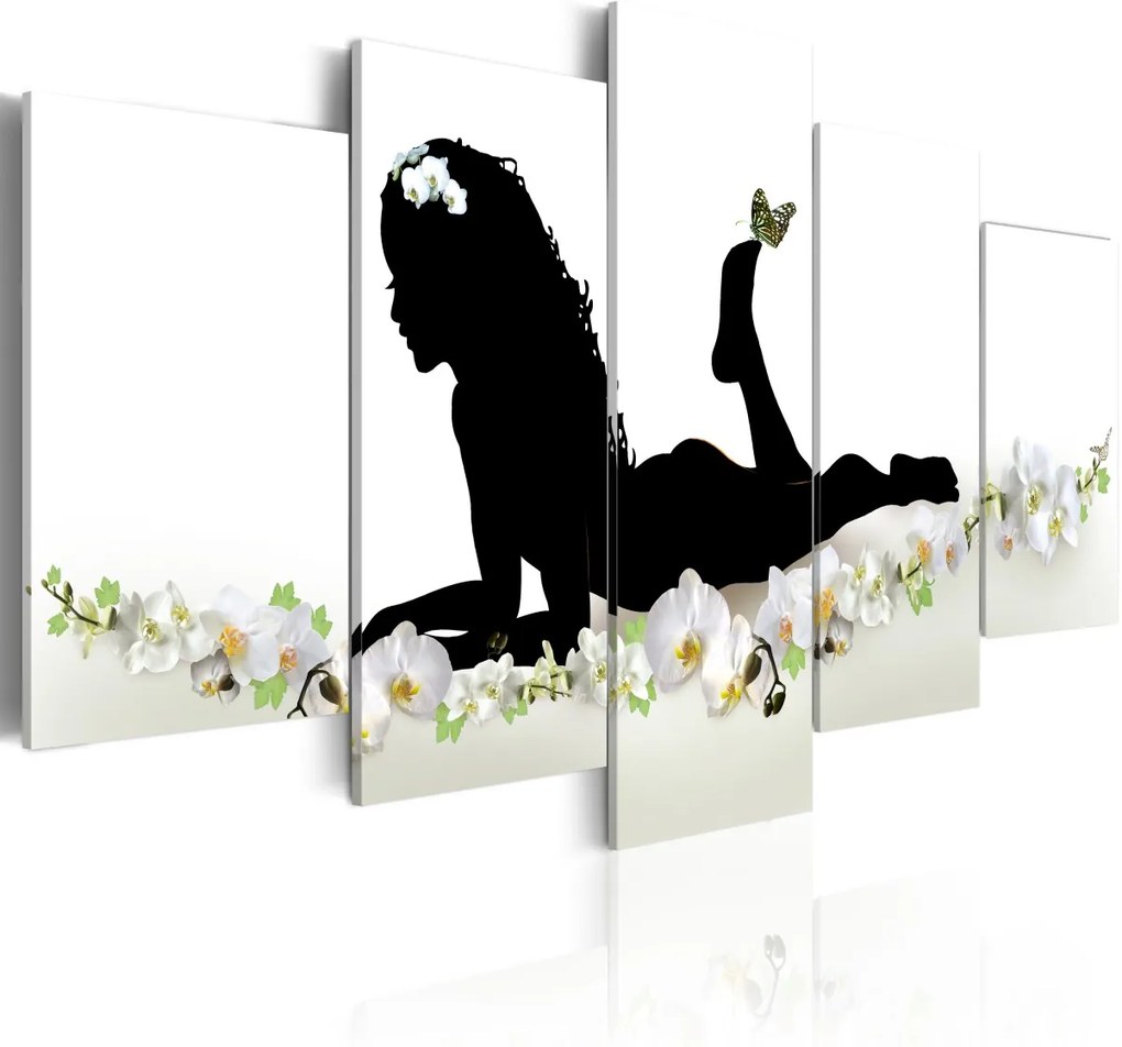 Obraz - Dívka a květiny - 100x50