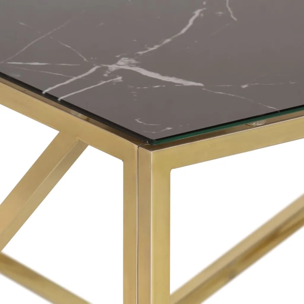 Konferenční stolek zlatý nerezová ocel a tvrzené sklo - Default Title
