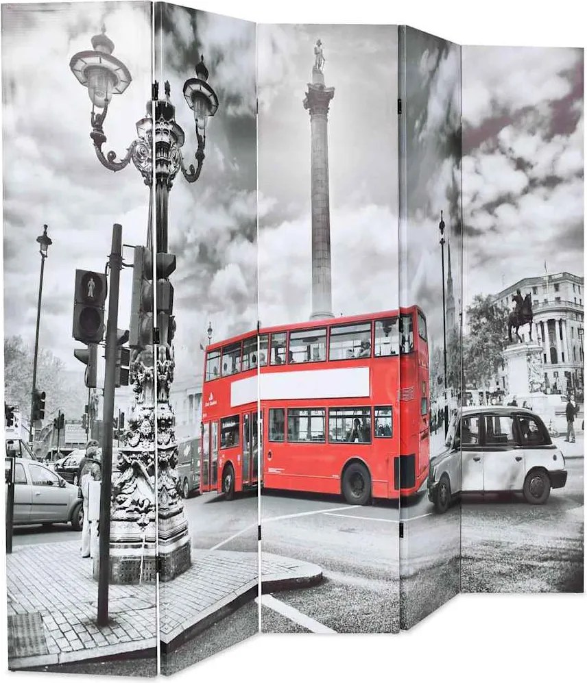 Skládací paraván 200 x 170 cm Londýnský autobus černobílý 245875